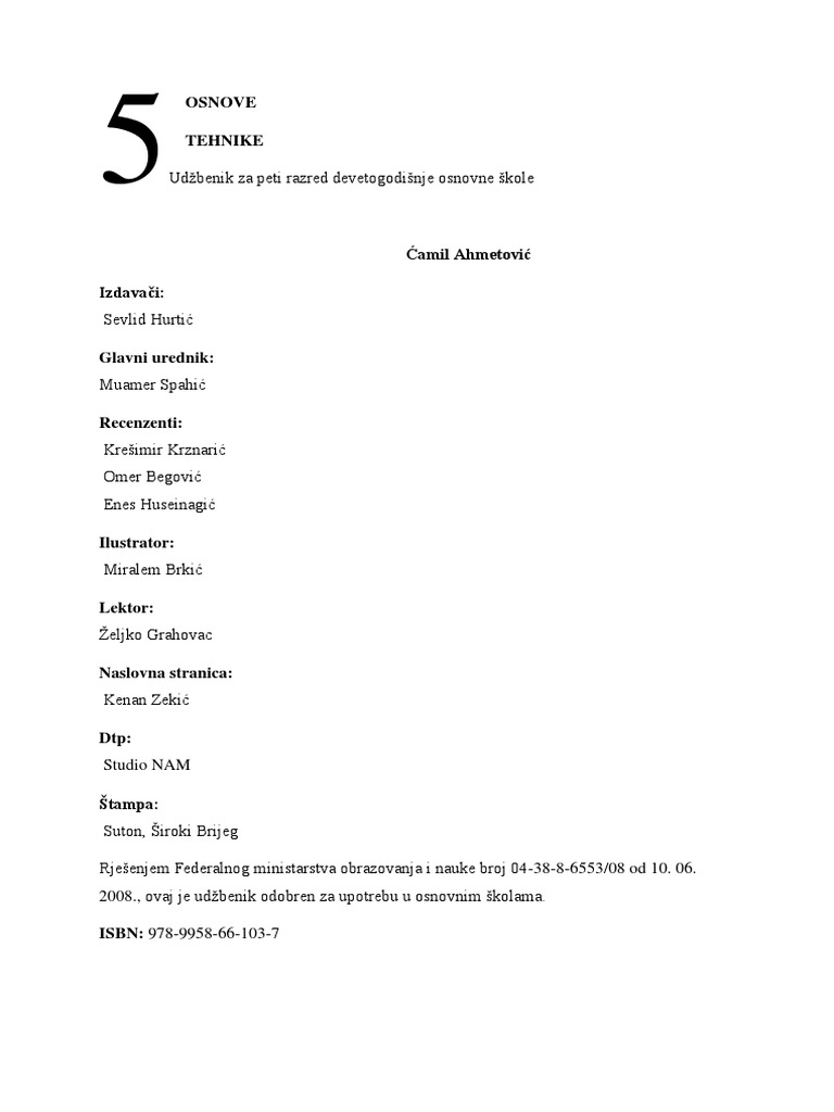 Sadrzaj (Tehnicki Odgoj Za 5. Razred) | PDF