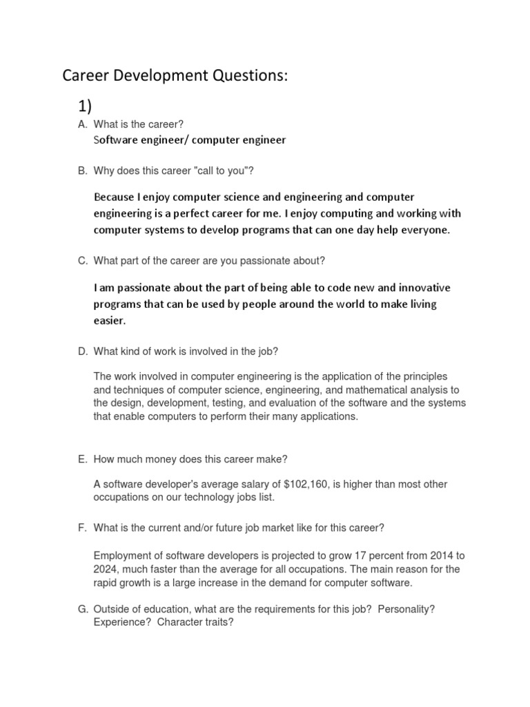 Career Development Questions: 1) | PDF | Computer Engineering | Engineer