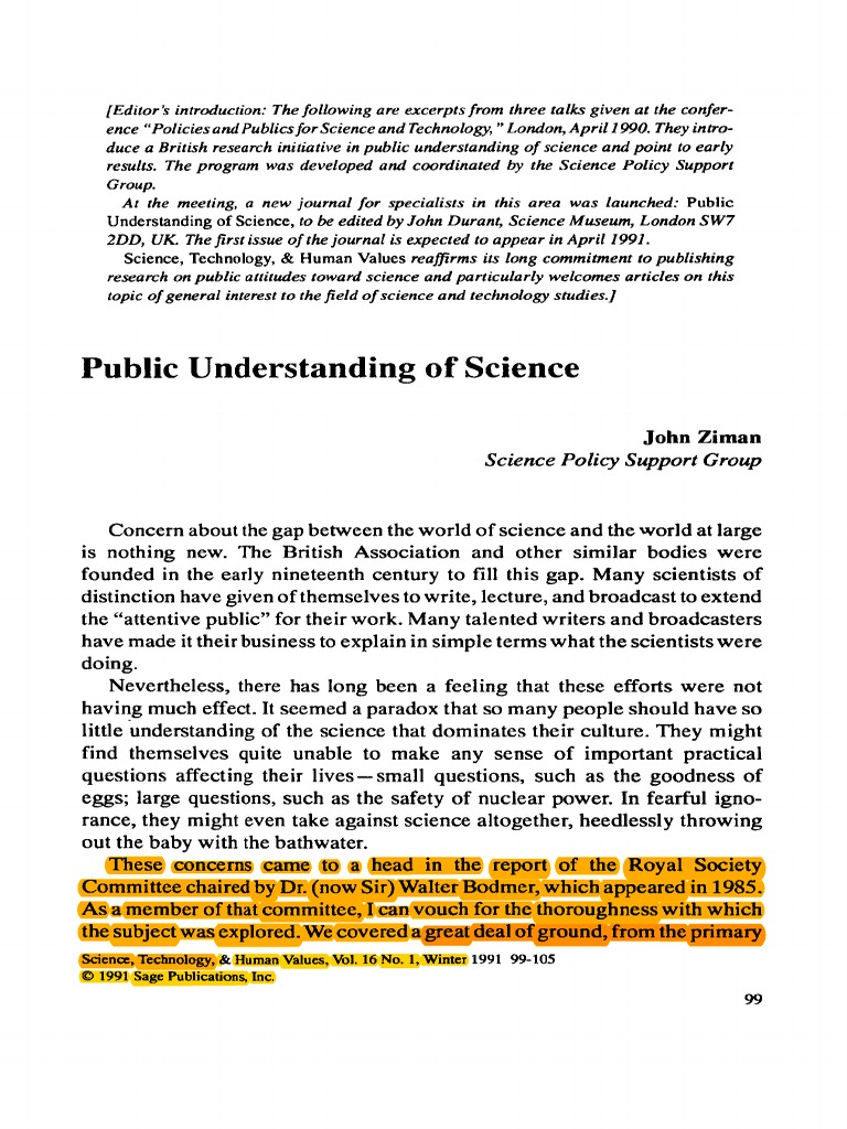 Understanding Science and Public Perception | PDF | Science | Attitude ...