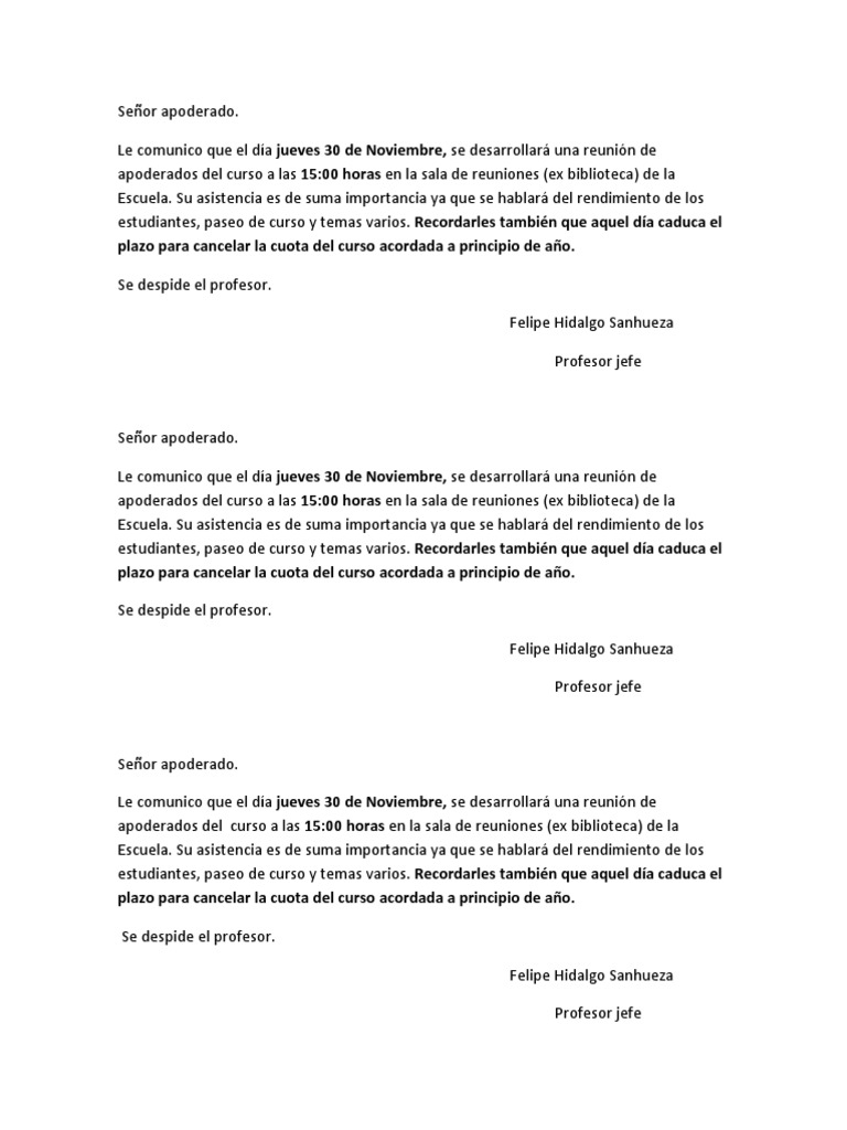 Comunicacion Apoderados | PDF