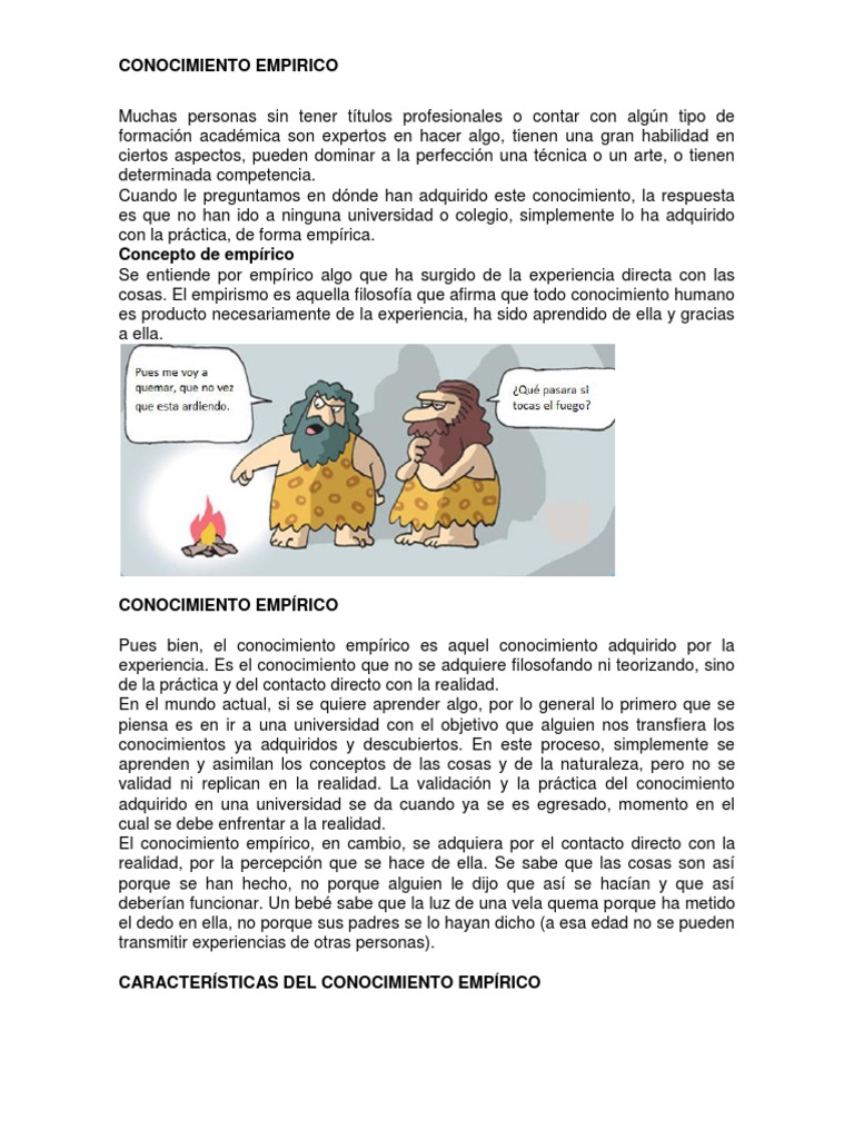 CONOCIMIENTO EMPIRICO | Evidencia empírica | Empirismo