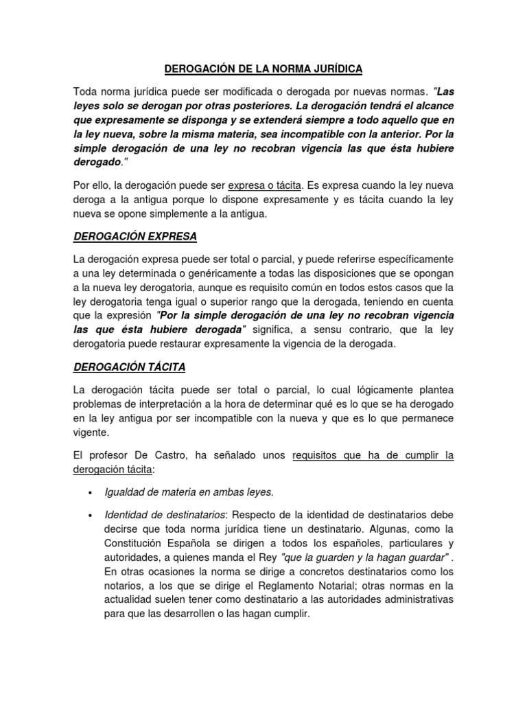 Derogación de La Norma Jurídica | PDF | Revocar | Ley estatutaria