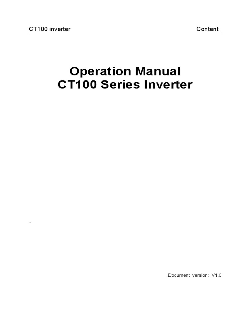 CT100 Series Manual | PDF | Power Supply | Power Inverter