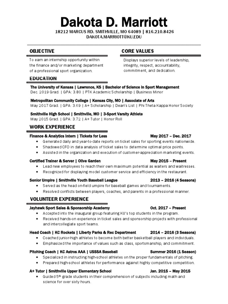 Dakota D. Marriott: Objective Core Values | PDF | University Of Kansas ...