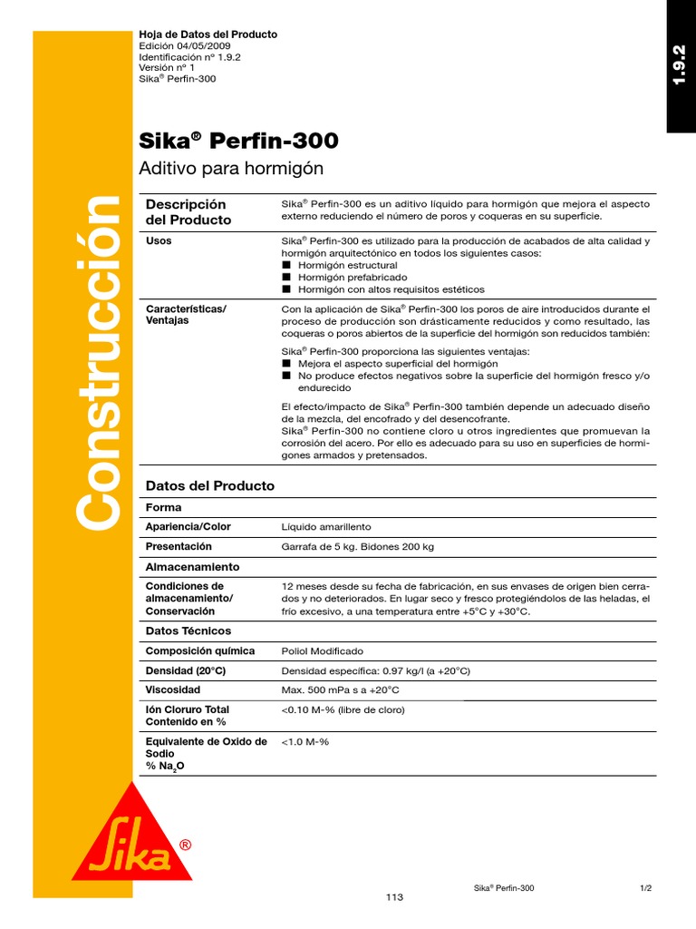 Sika Perfin-300 | PDF | Hormigón | Acero