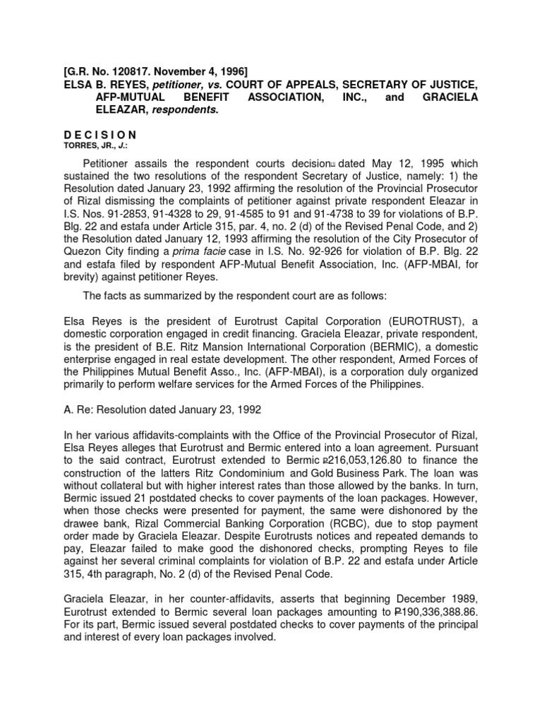 Court Ruling on Reyes vs. Eleazar Case | PDF | Laches (Equity) | Law Of Obligations