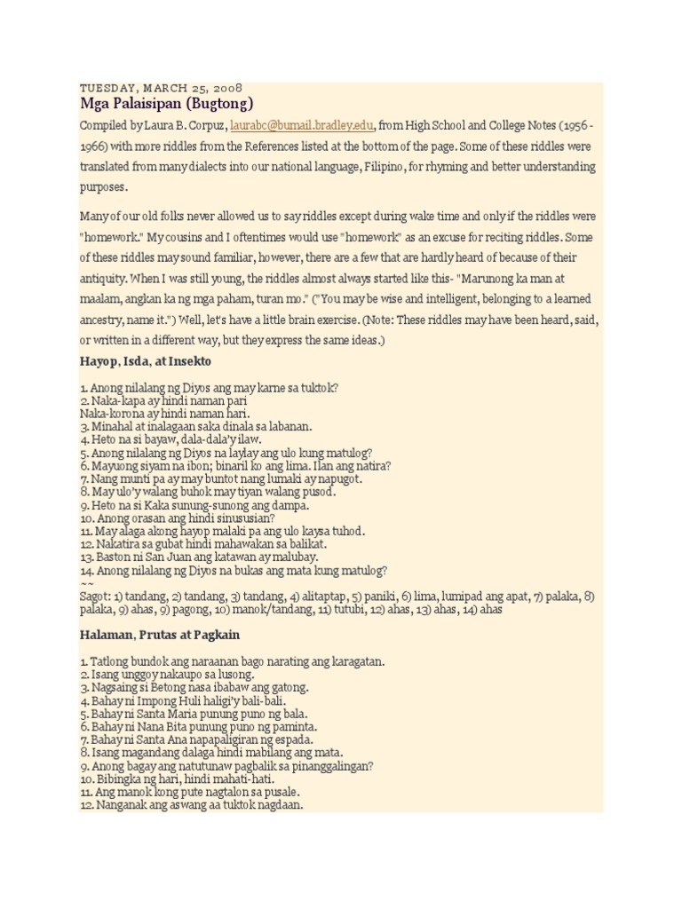 Bugtong Bugtong | PDF