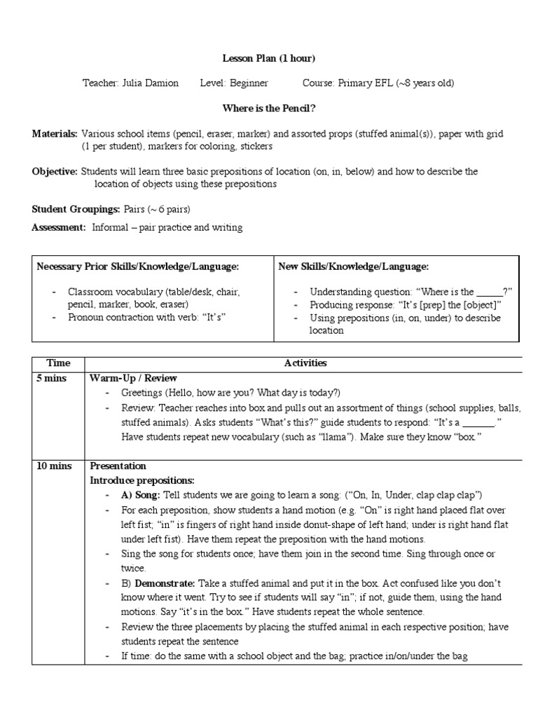 B | PDF | Classroom | Lesson Plan