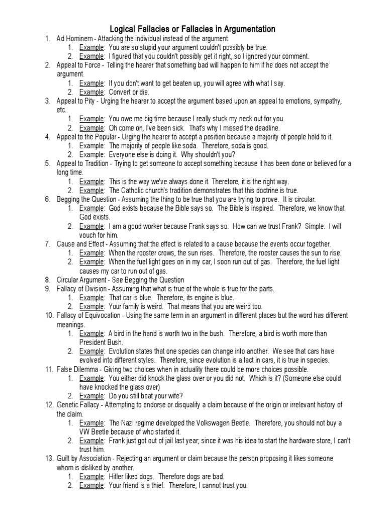 Logical Fallacies | PDF | Argument | Fallacy