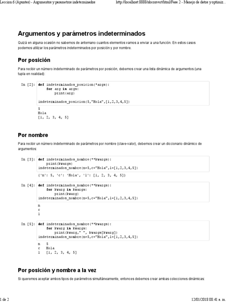Leccion 6 (Apuntes) - Argumentos y Parametros Indeterminados | PDF ...