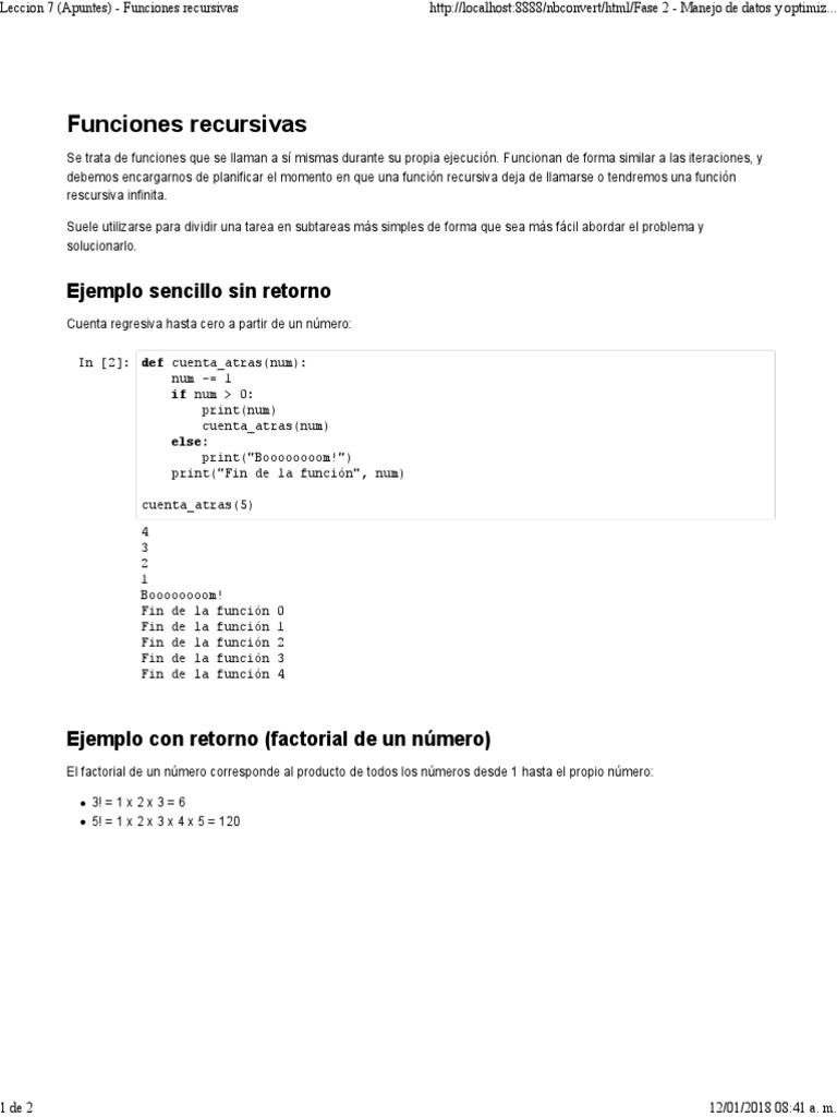 Introducción a funciones recursivas | PDF | Áreas de informática | Programación de computadoras