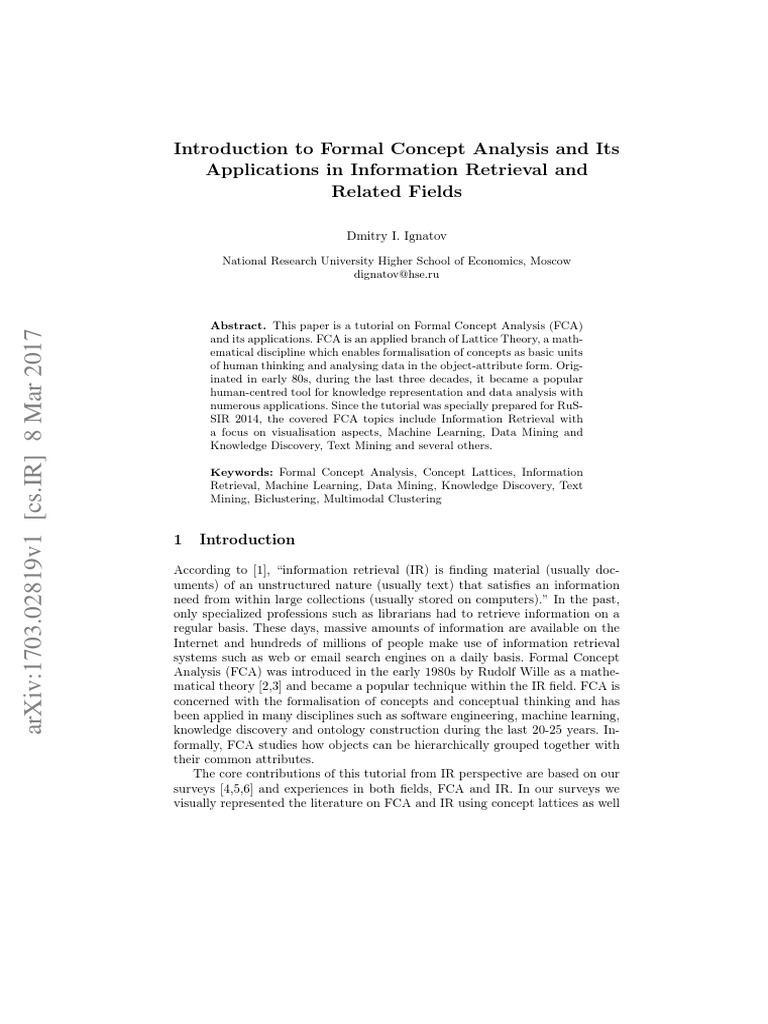 Introduction To Formal Concept Analysis and Its | PDF | Teaching ...