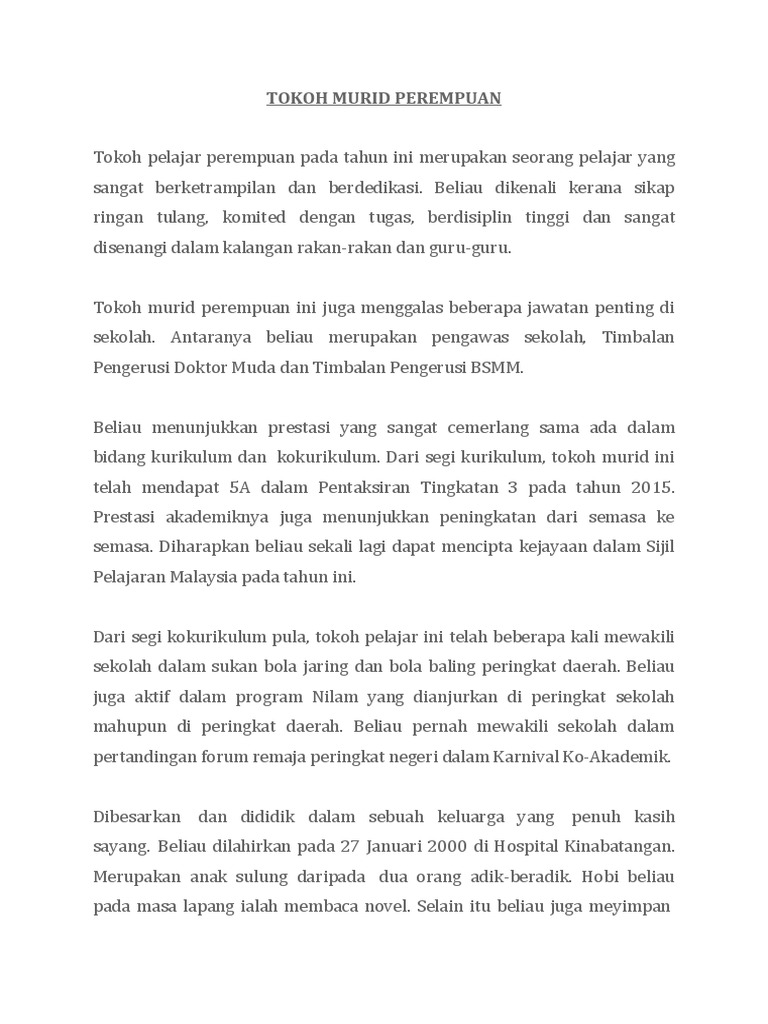 Biodata Tokoh Pelajar Done | PDF