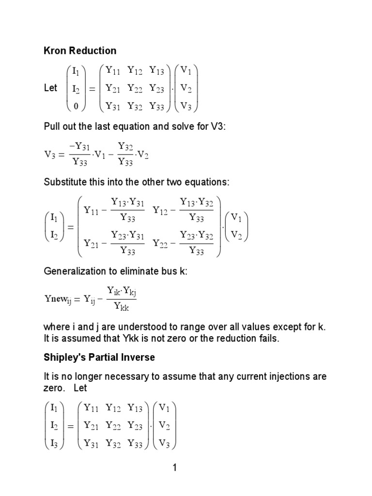 Kron Reduction Matrix Partial Inverse Method | PDF | Linear Algebra ...