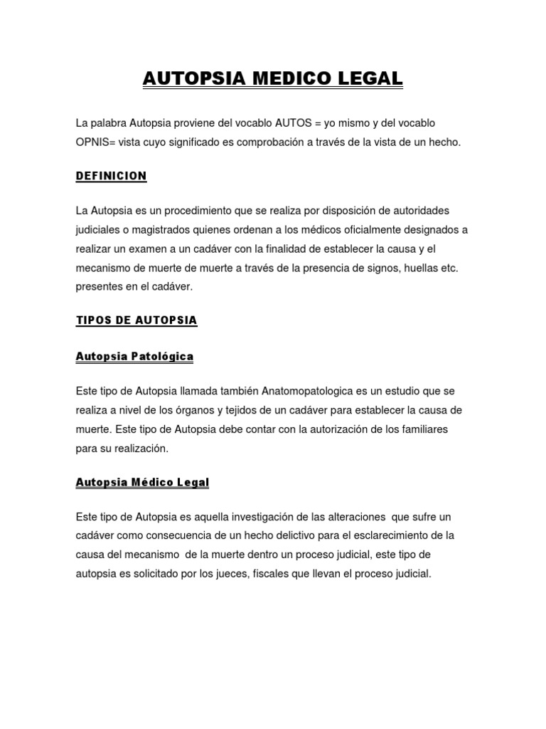 Autopsia Medico Legal | Jurisprudencia médica | Autopsia