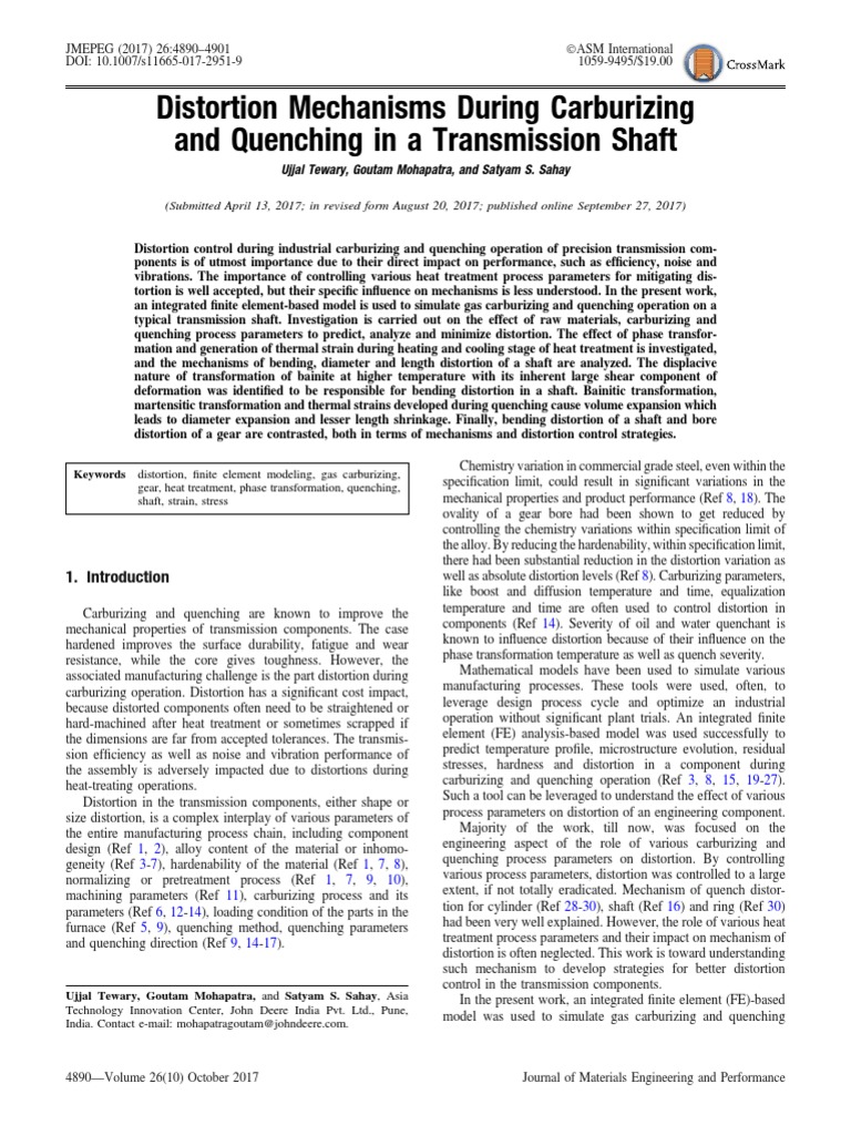 Carburizing & Quenching Distortion Analysis | PDF | Heat Treating | Metals