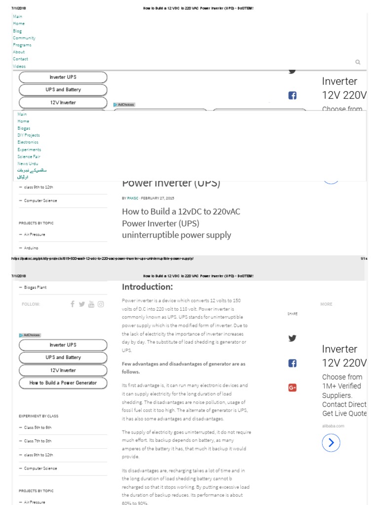 How To Build A 12 VDC To 220 VAC Power Inverter (UPS) | PDF | Electric ...