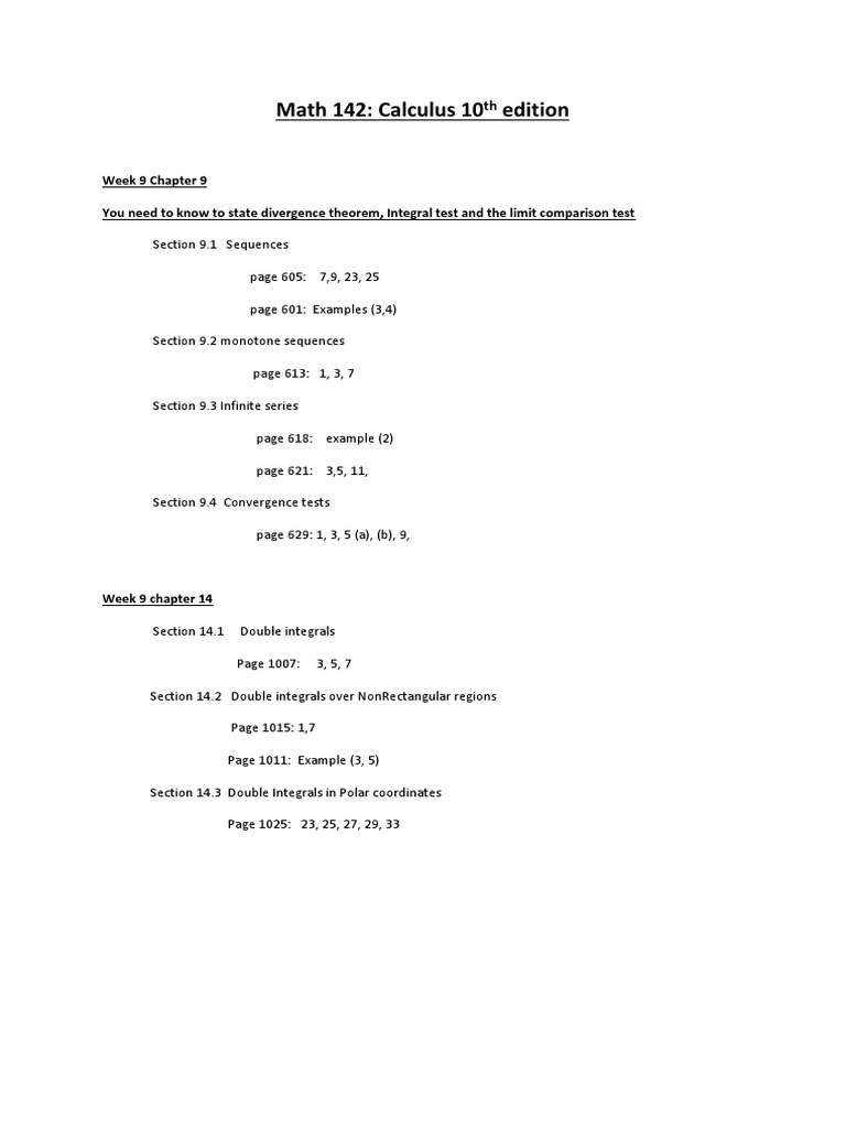 Math 142: Calculus 10 Edition | PDF