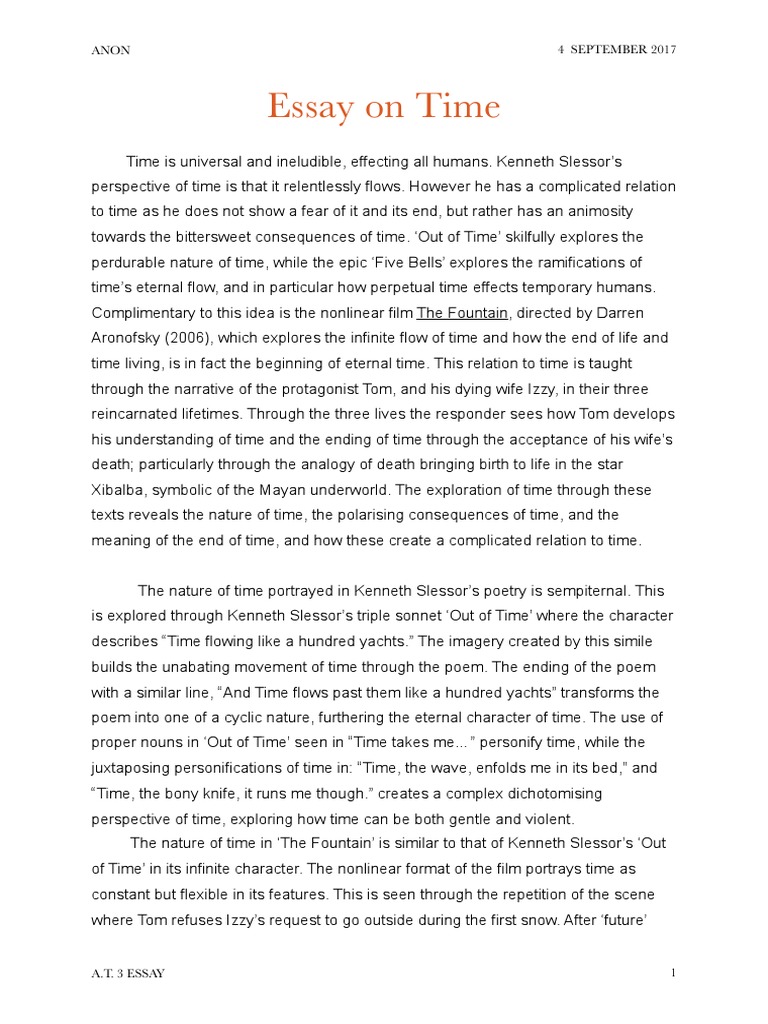 Essay On Time: Anon 4 September 2017 | PDF | Time