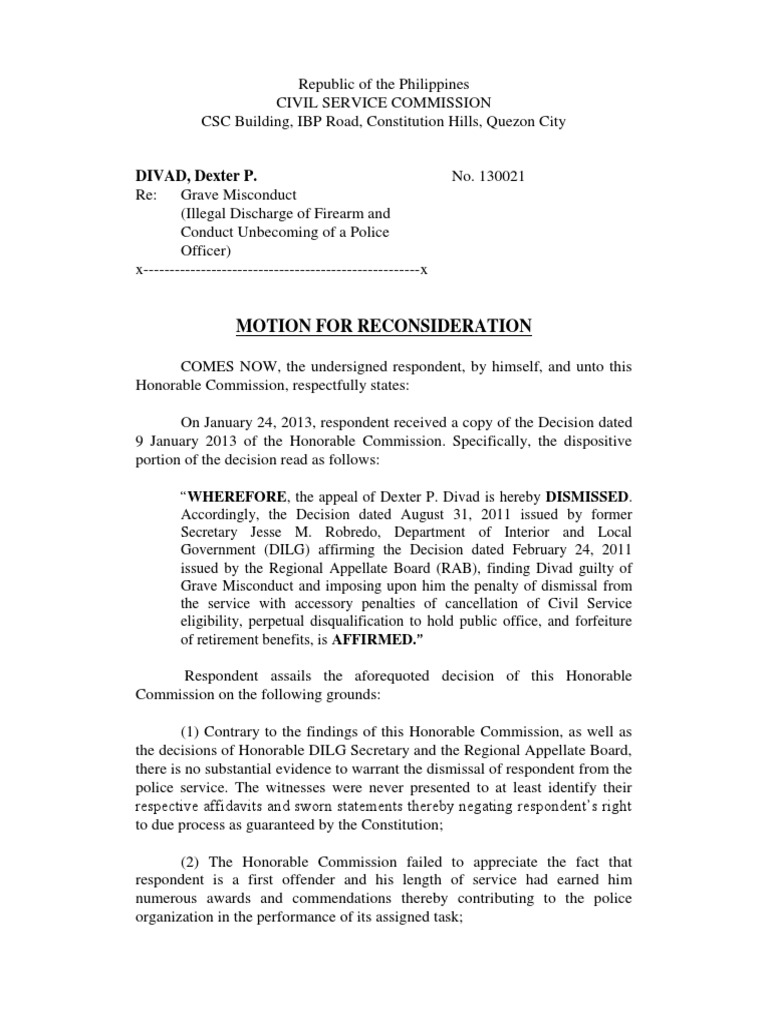 Motion For Reconsideration - Divadddd | PDF | Criminal Law | Government
