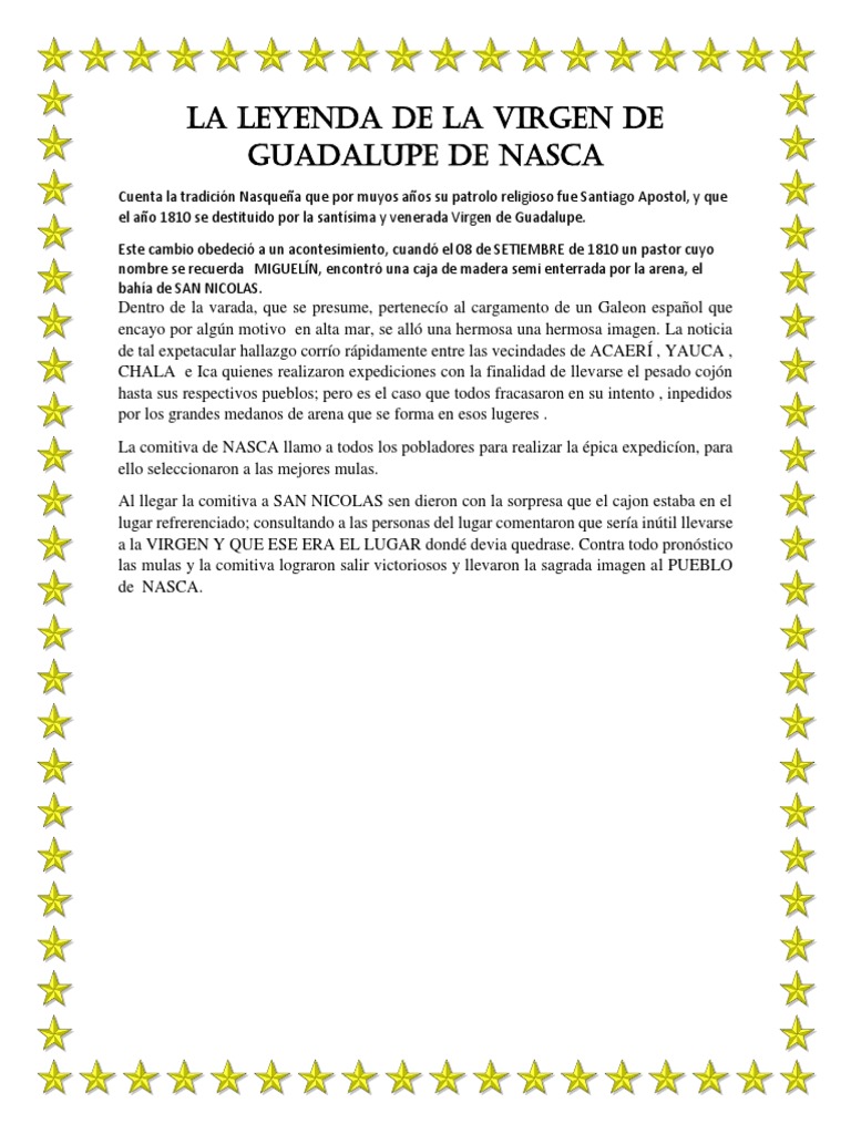 Leyenda de la Virgen de Guadalupe en Nasca | PDF