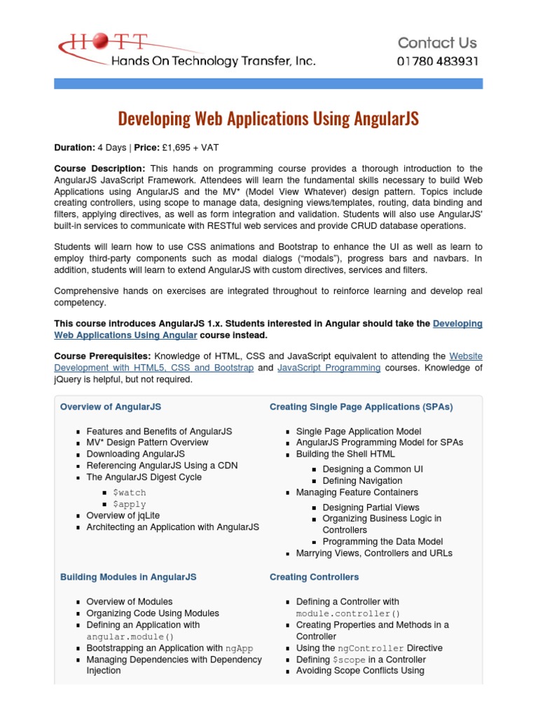 Angularjs Training Course Pdf Angular Js Web Development
