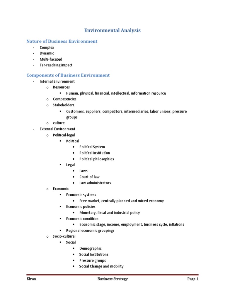 Environmental Analysis: Nature of Business Environment | PDF ...