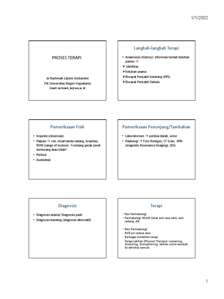 Materi Kuliah Dasar Dasar Terapi | PDF