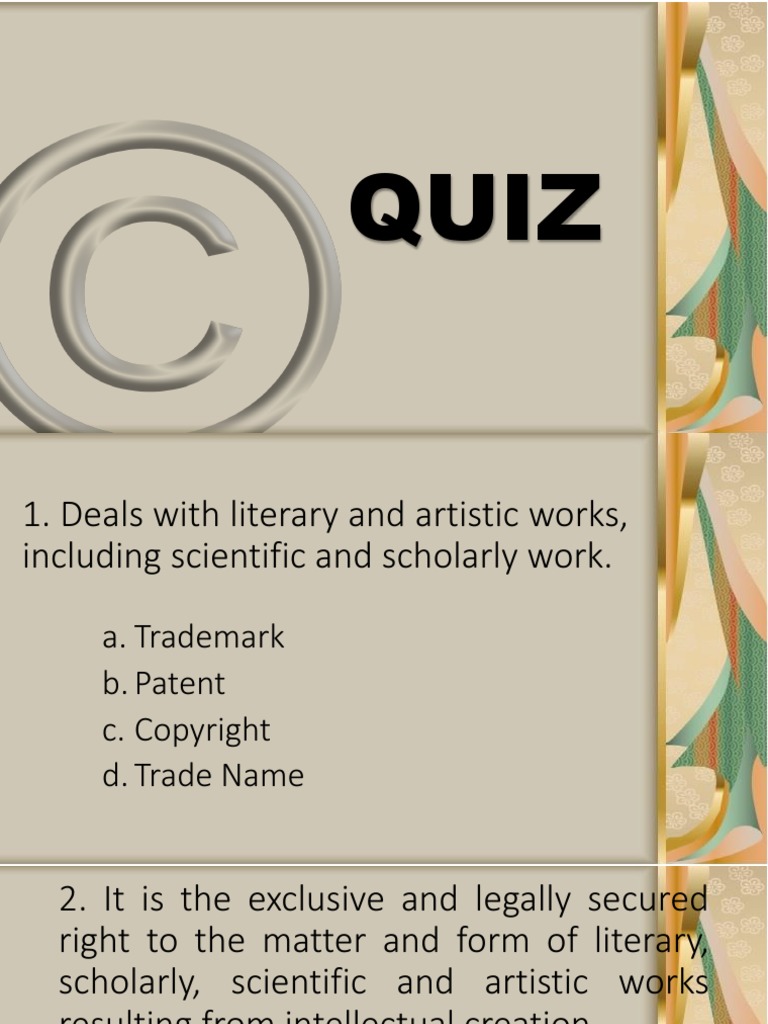 QUIZ On Definitions | Download Free PDF | Copyright | Intellectual Property