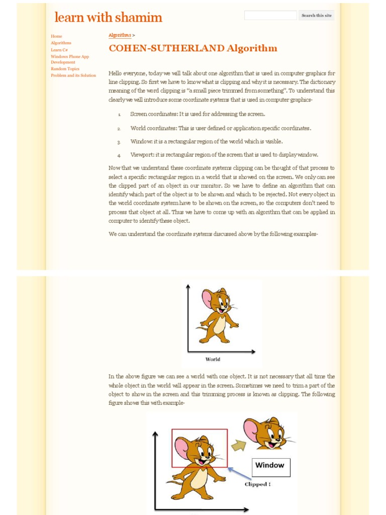 COHEN-SUTHERLAND Algorithm - Learn With Shamim | PDF | Algorithms ...