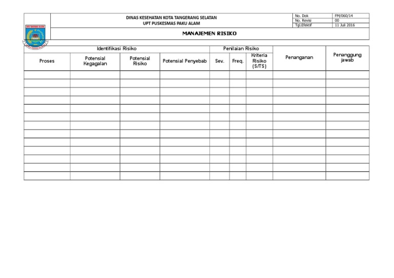 Form Manajemen Risiko | PDF