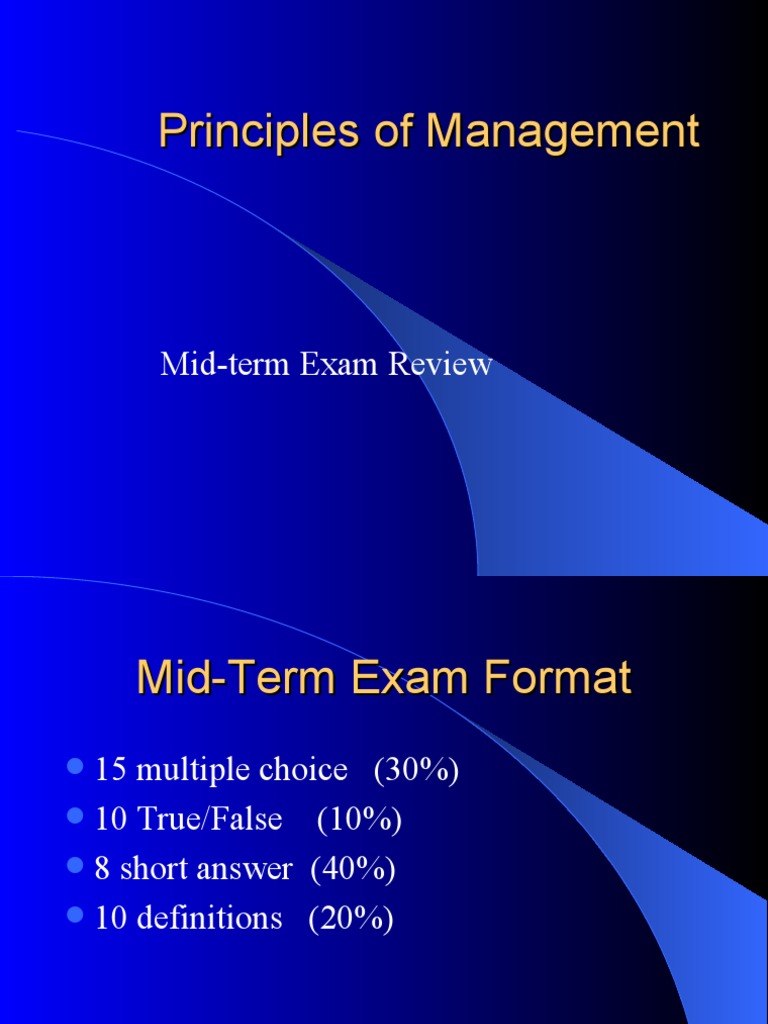 Principles Management Mid Exam Review | PDF | Strategic Management ...