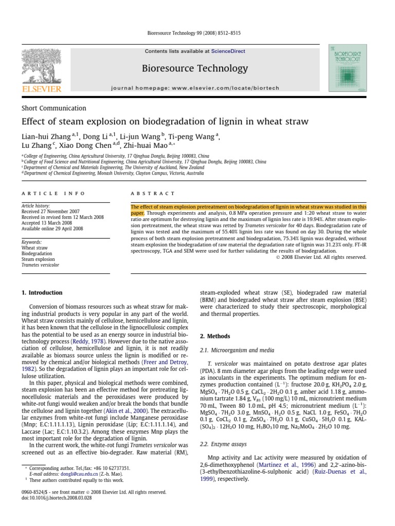 Steam Explosion | PDF | Lignin | Biodegradation