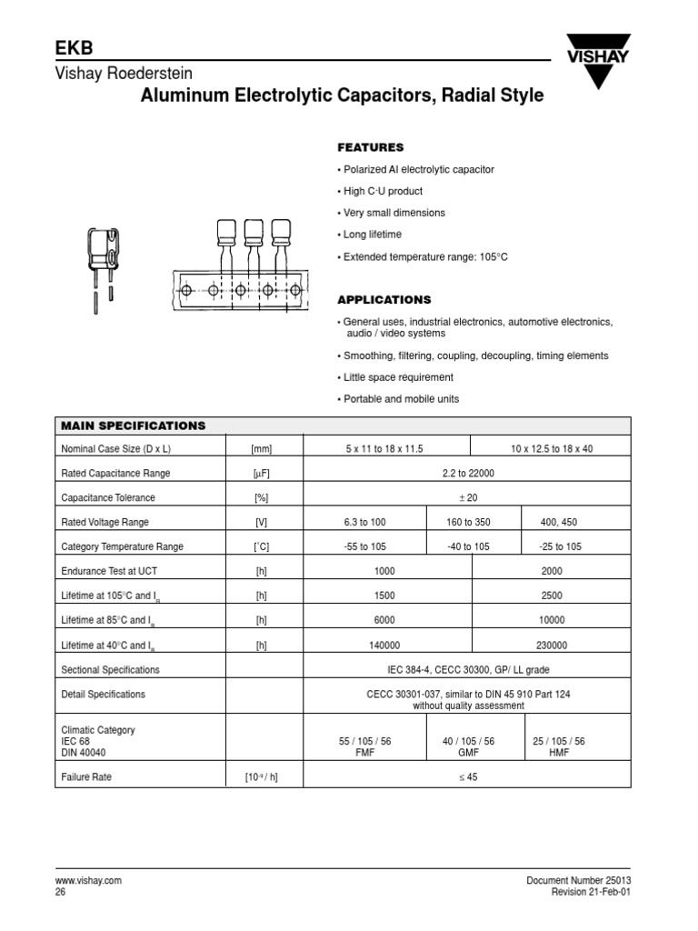 Electrolytic Capacitor Specifications | PDF | Capacitor | Force