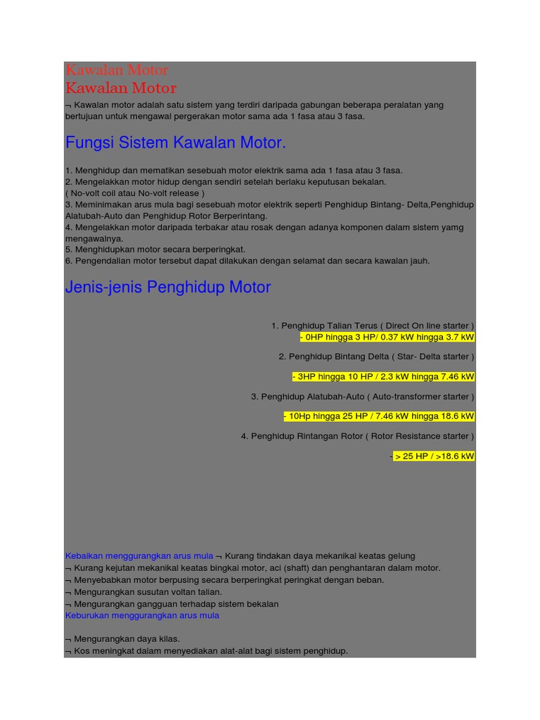 Kawalan Motor | PDF