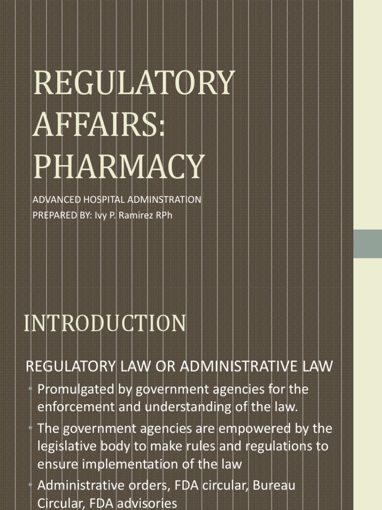 Regulatory Affairs | Pharmacy | Food And Drug Administration
