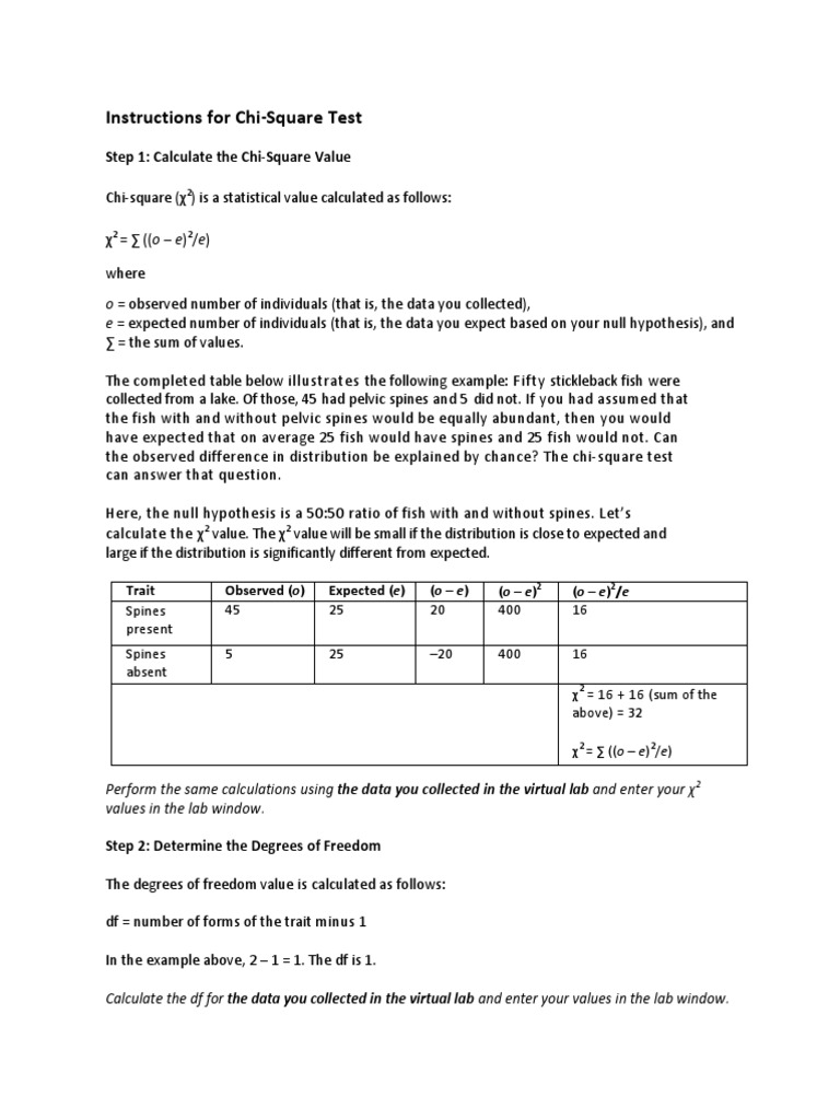 Instructions For Chi-Square Test | PDF | P Value | Probability And ...