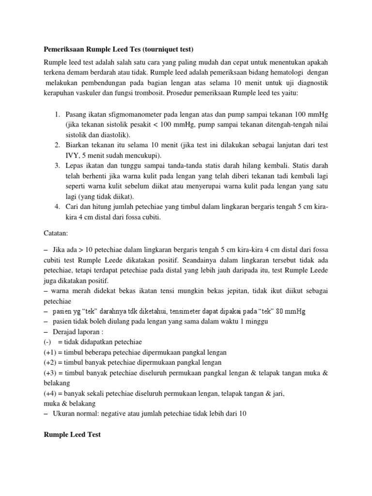 SOP Pemeriksaan Rumple Leed Tes | PDF