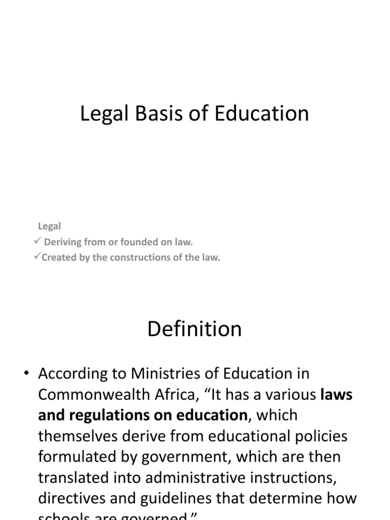 Legal Basis of Education.ppt | State School | Secondary Education