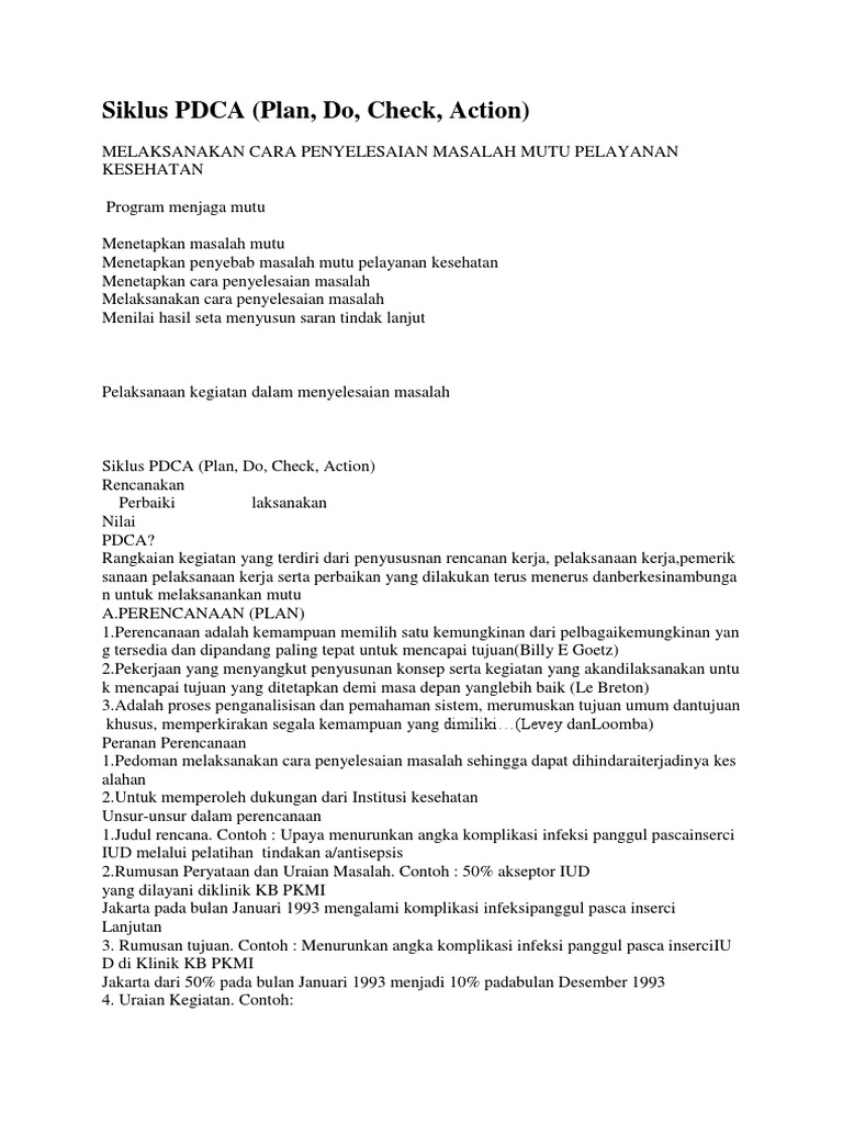 Siklus PDCA untuk Mutu Kesehatan | PDF | Karier & Perkembangan