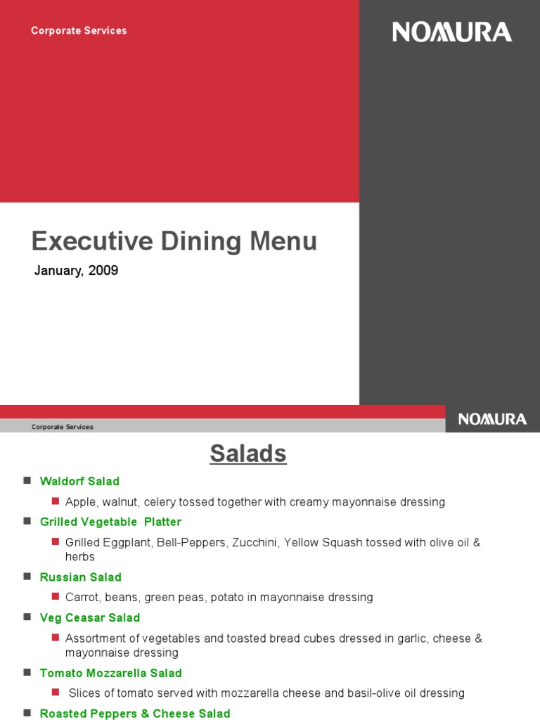 Executive Menu | PDF | Salad | Kebab