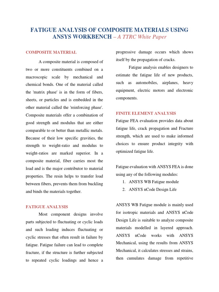 Fatigue Analysis of Composite Material - White Paper | PDF | Fatigue ...
