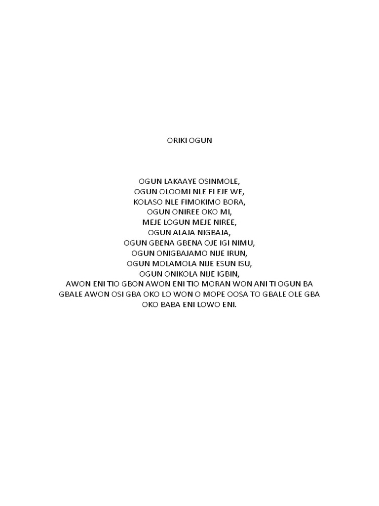 Oriki Ogun | PDF