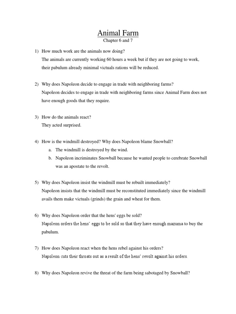 Animal Farm: Chapter 6 Overview | PDF | Foods