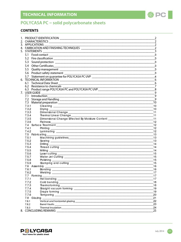 POLYCASA PC - Solid Polycarbonate Sheets - Technical-Manual - EN PDF ...