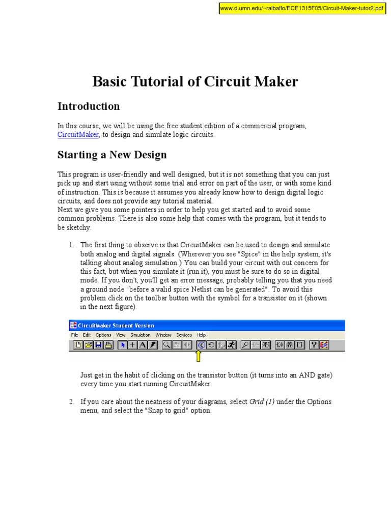 Basic Tutorial of Circuit Maker: Circuitmaker | PDF | Logic Gate | Spice