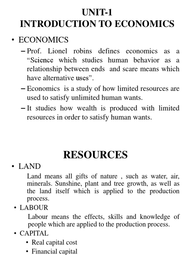 Unit-I (Introduction of Economics) | PDF | Demand | Economics