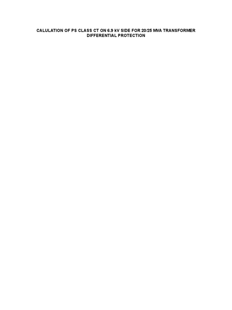 Calulation of Ps Class CT For 20-25mva Trafo | PDF | Transformer ...