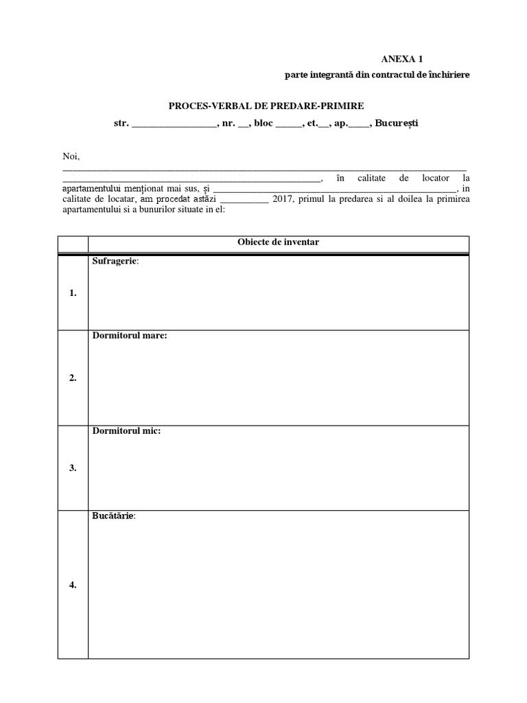 Proces Verbal de Predare Primire Apartament | PDF