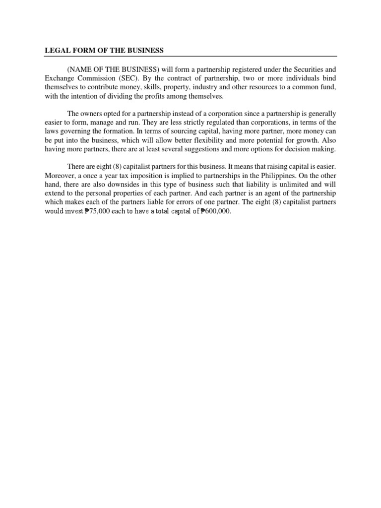 Legal Form of Business | PDF